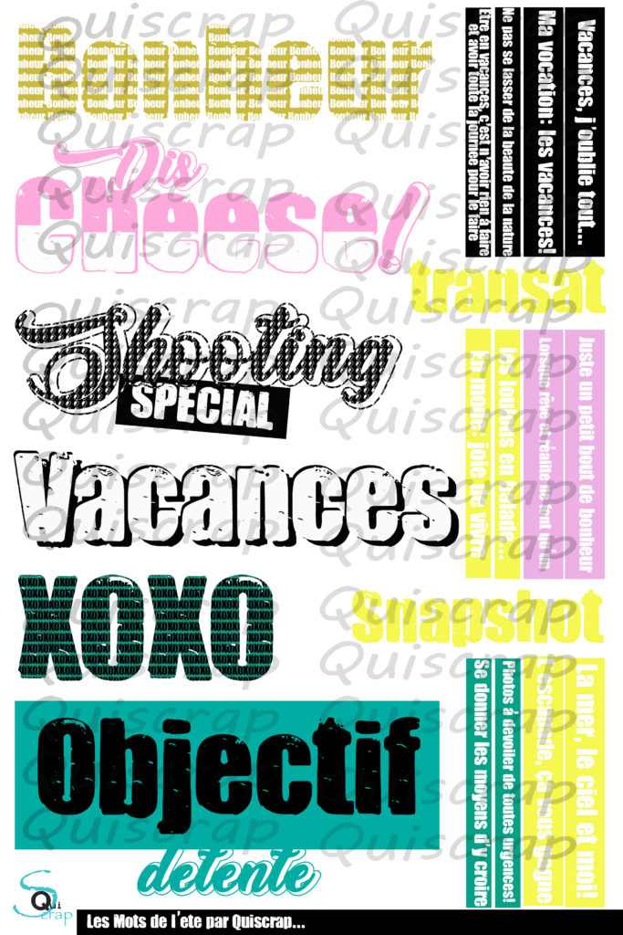 Planche "Les Mots de L'Ete By Quiscrap" - QUISCRAP
